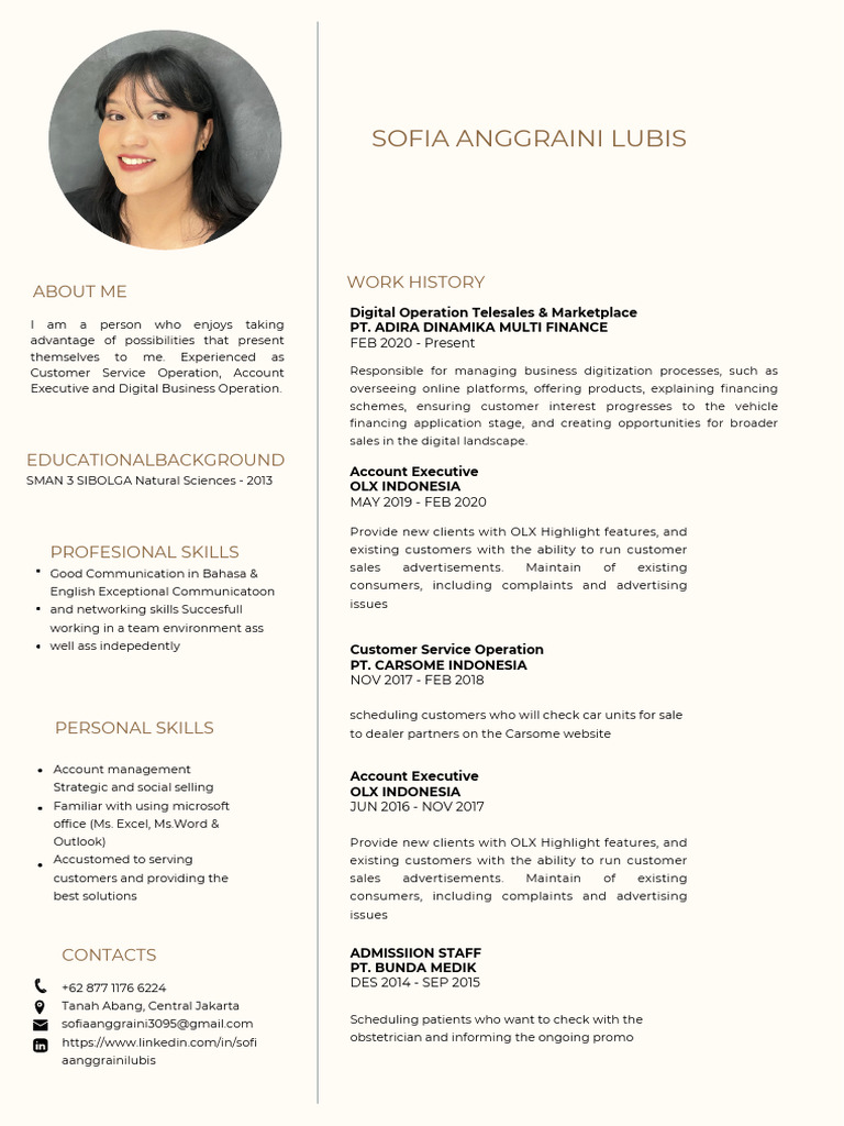 CV Sofia Anggraini Lubis | PDF | Promotion And Marketing Communications | Business Economics