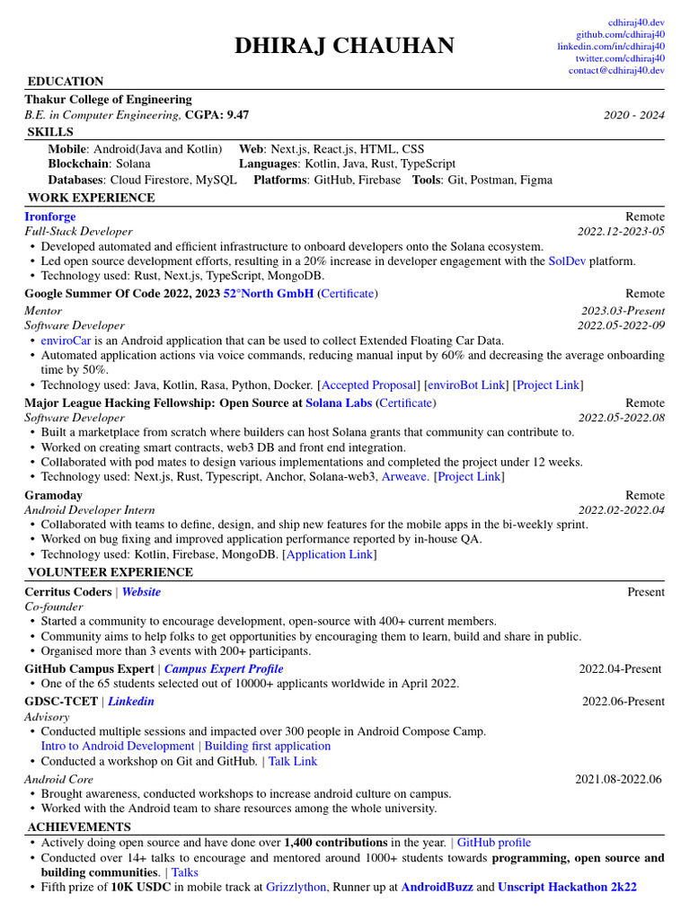 Resume for Dhiraj Chauhan | PDF | Android (Operating System) | Computing