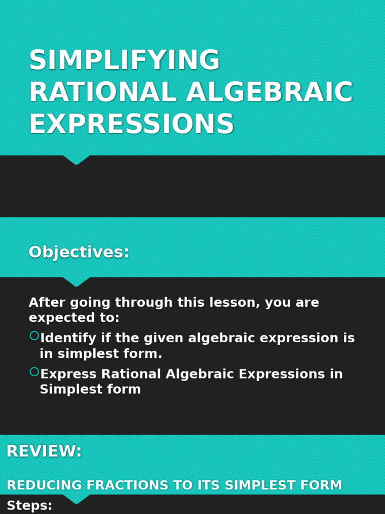 Simplifying Rational Algebraic Expressions | PDF | Factorization | Numbers