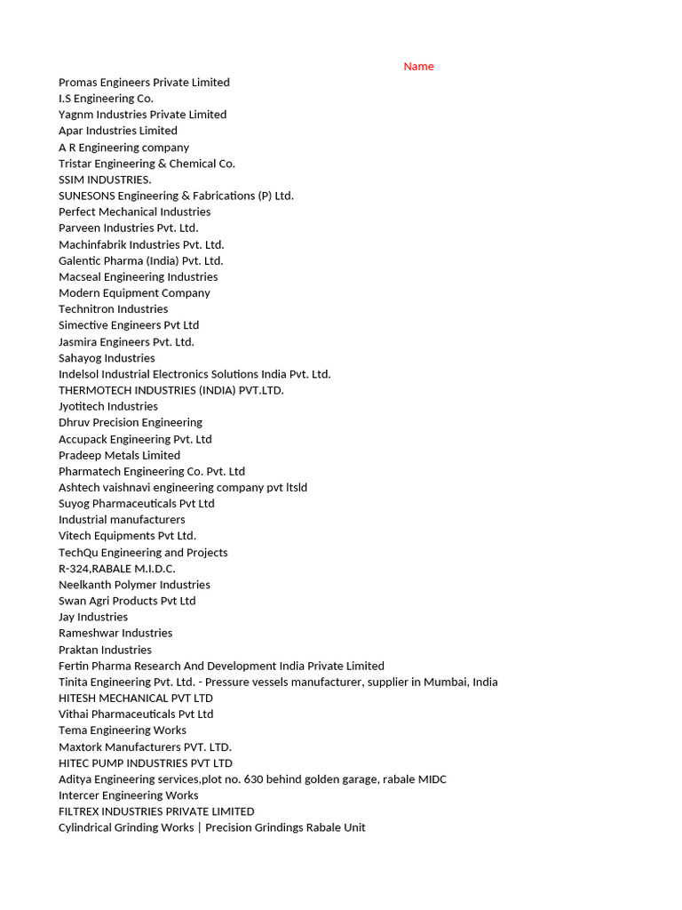 Companies in Midc Rabale | PDF | Metal Fabrication | Machining