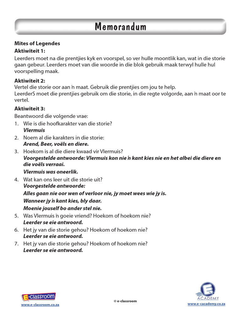 1 Luister en Praat Mites of Legendes Memo | PDF