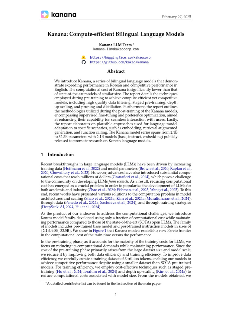 Kanana: Compute-Efficient Bilingual Language Models | PDF | Artificial Intelligence ...