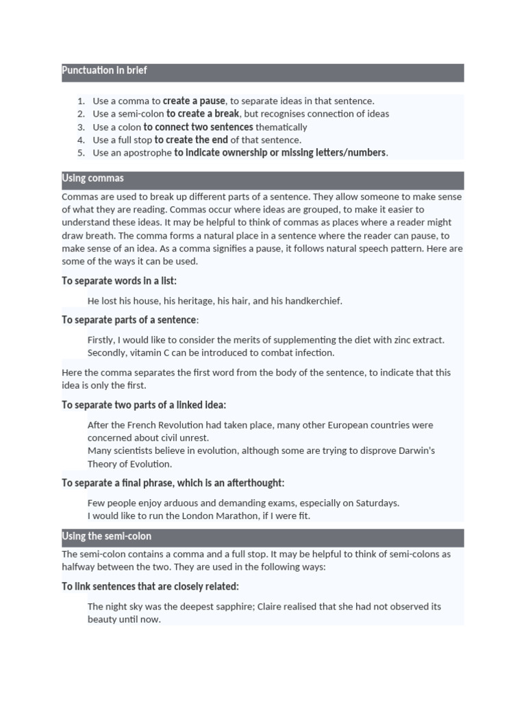 Punctuation in Brief | PDF | Comma | Punctuation