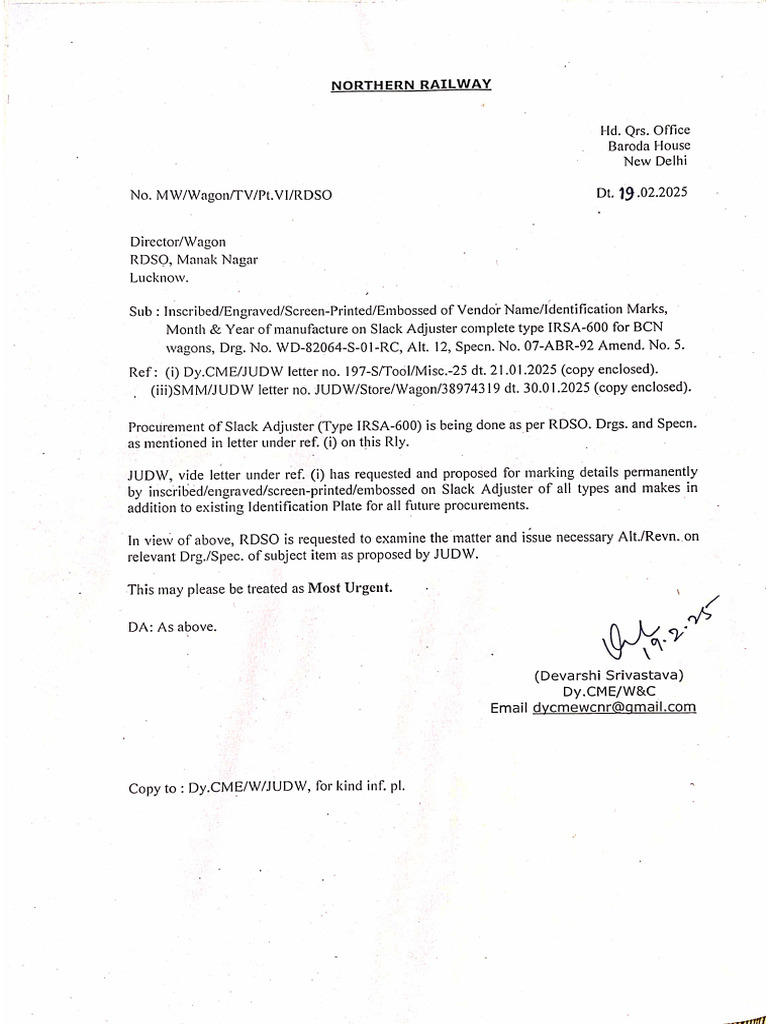 Slack Adjuster Letter This Office | PDF