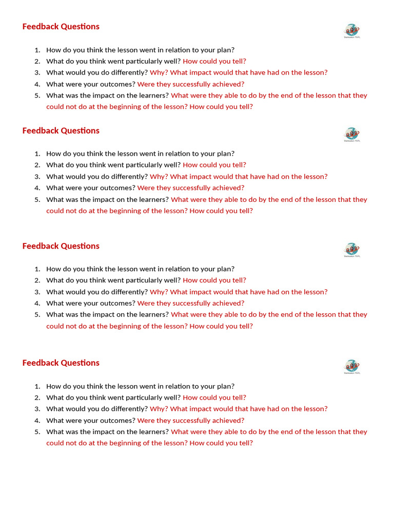 Feedback Questions | PDF