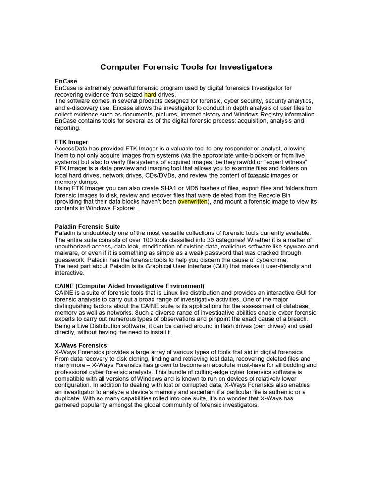 Digital Forensic Tools For Investigators | PDF | Computer Forensics ...