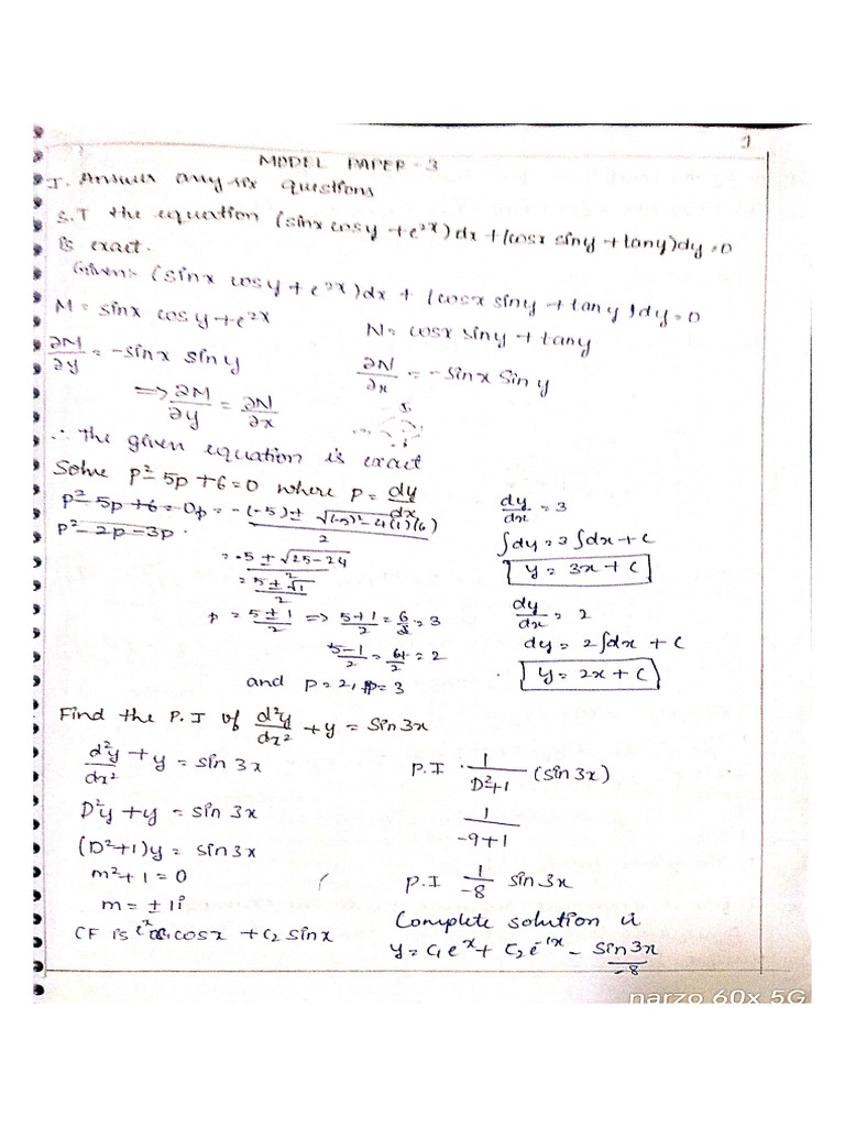 Maths Model Paper 3 | PDF