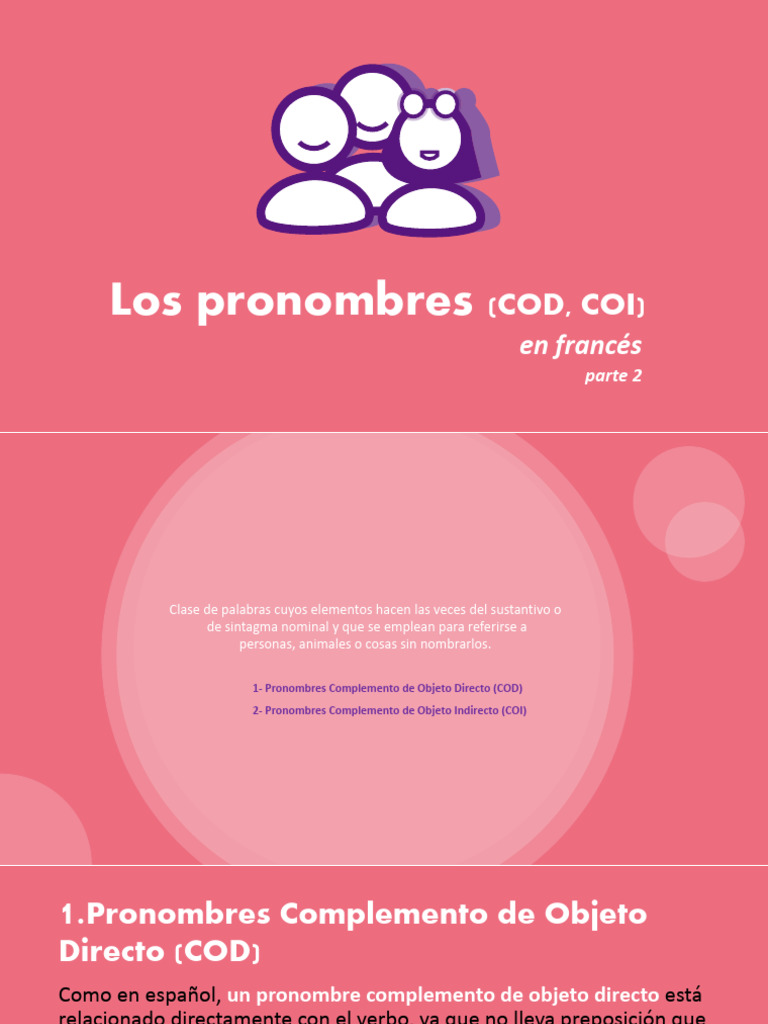 Los Pronombres COI y COD | PDF | Objeto (gramática) | Pronombre