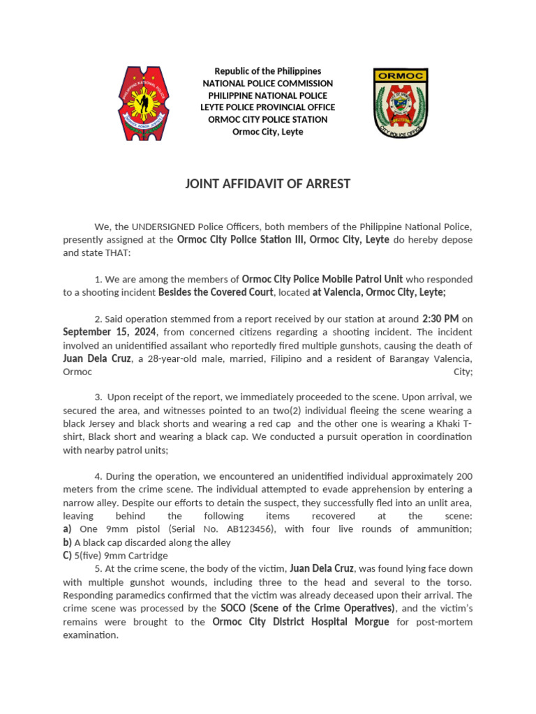 Affidavit of Arrest | PDF | Affidavit | Law Enforcement
