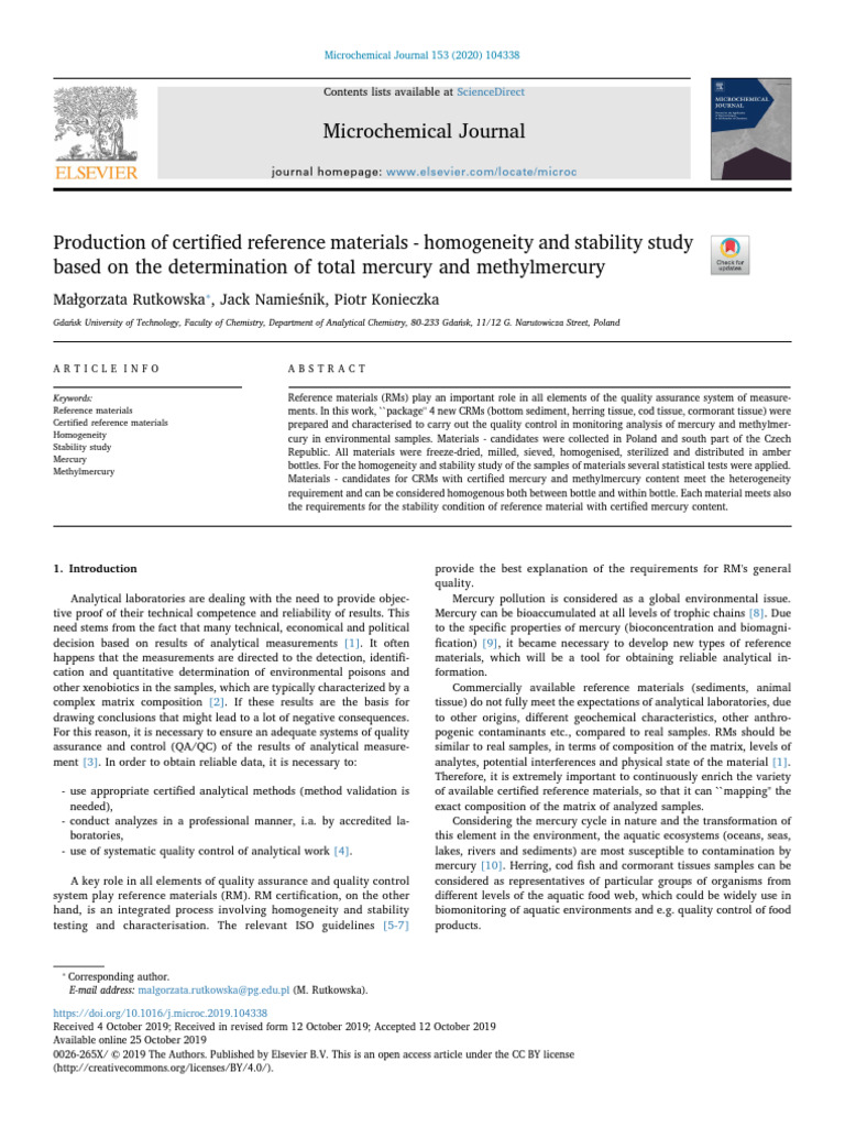 Certified Reference Materials for Mercury | PDF | Detection Limit ...