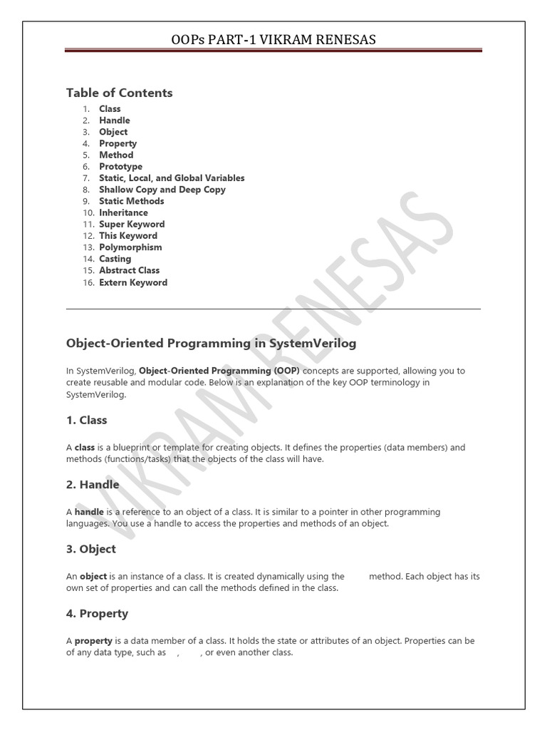 System Verilog Oops Object Oriented Programming Pdf Inheritance Object Oriented