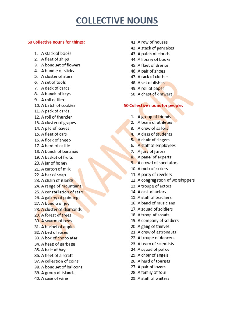 Collective Nouns | PDF | Zoology