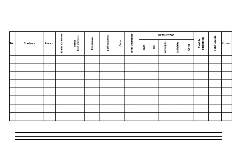 Planilla Mensual Act. | PDF