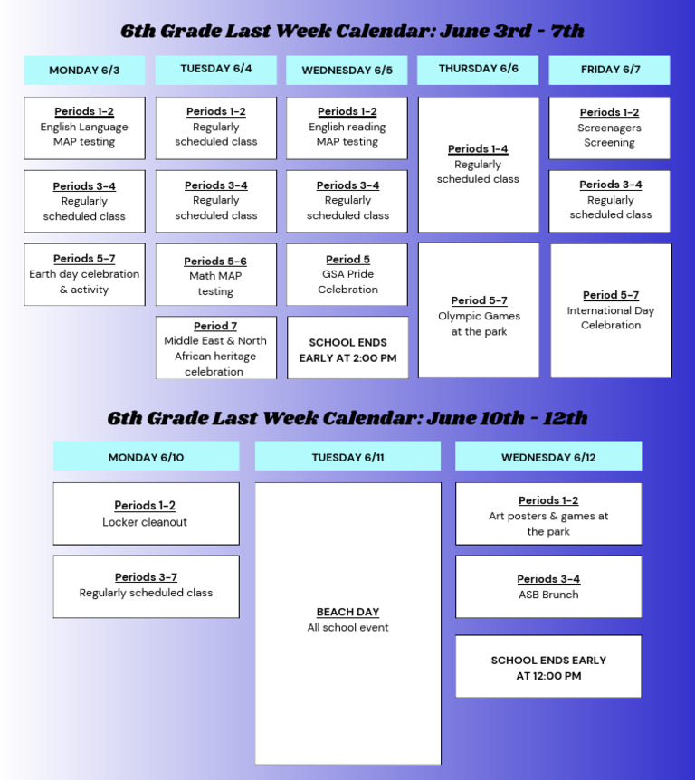 6th Grade Calendar 63-612 (4) | PDF