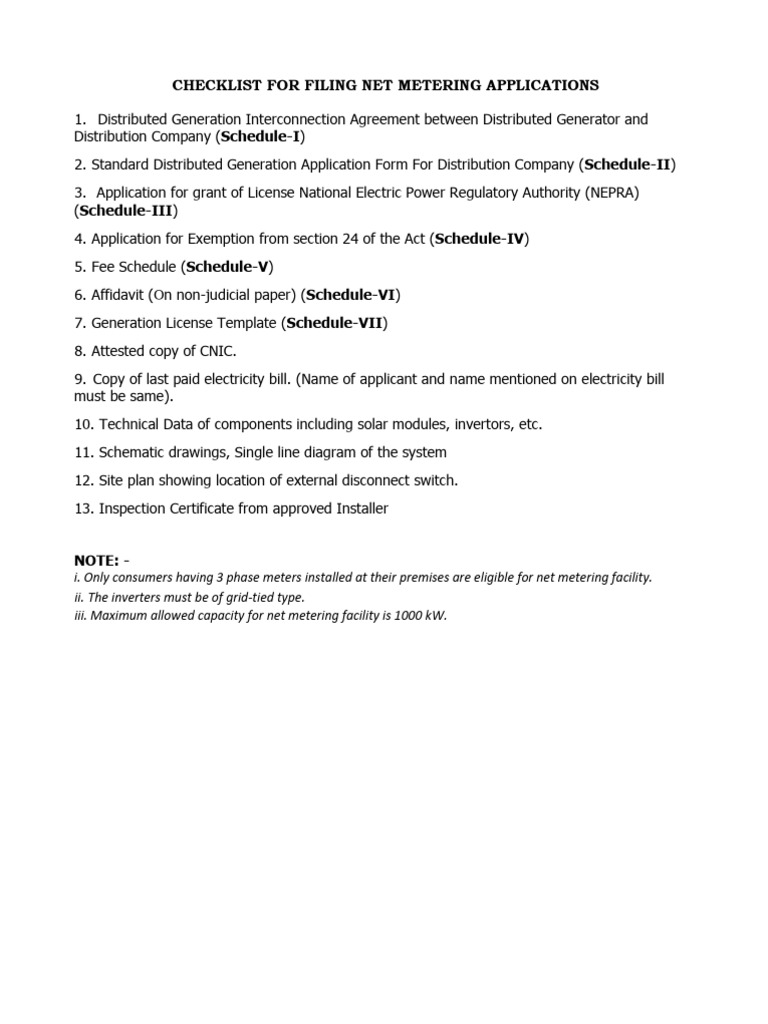 Fesco - 1708327253 - Checklist For Net Metering Applications | PDF