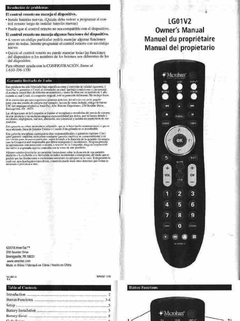 LG Hospstrc02 Remote Control 406980 User Manual | PDF