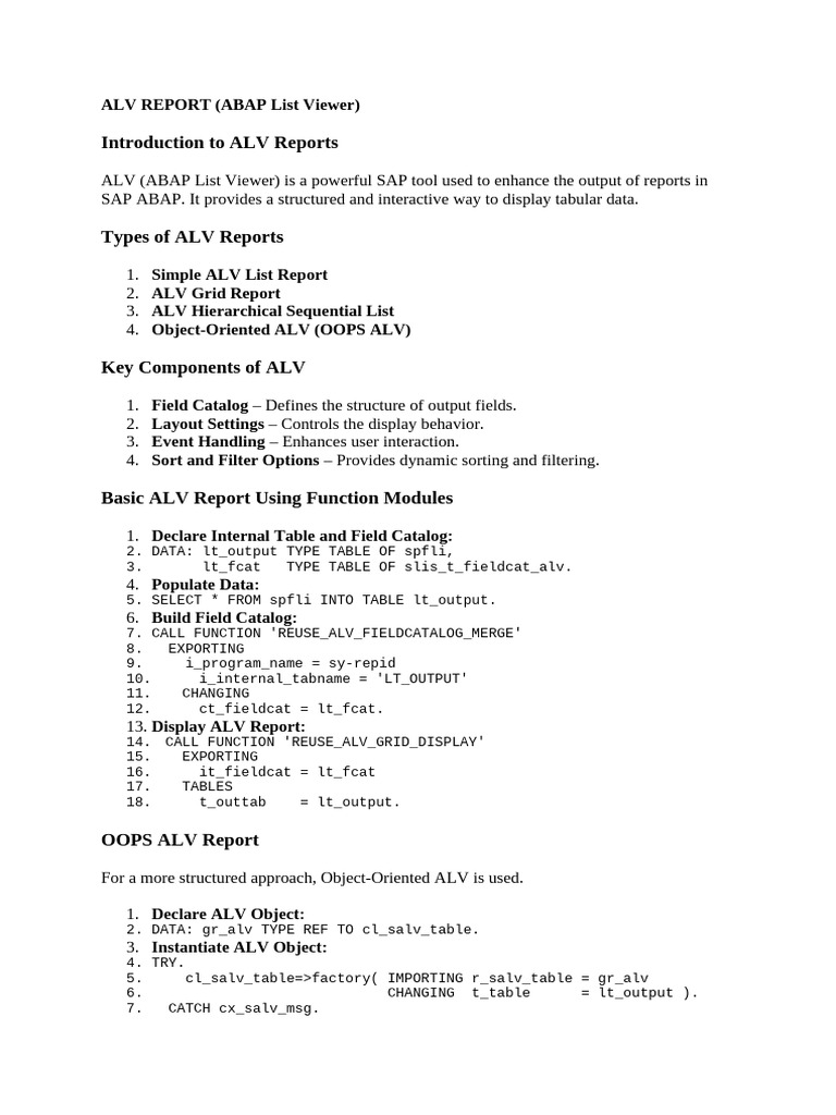 SAP ALV Report | PDF SAP ALV Report | PDF