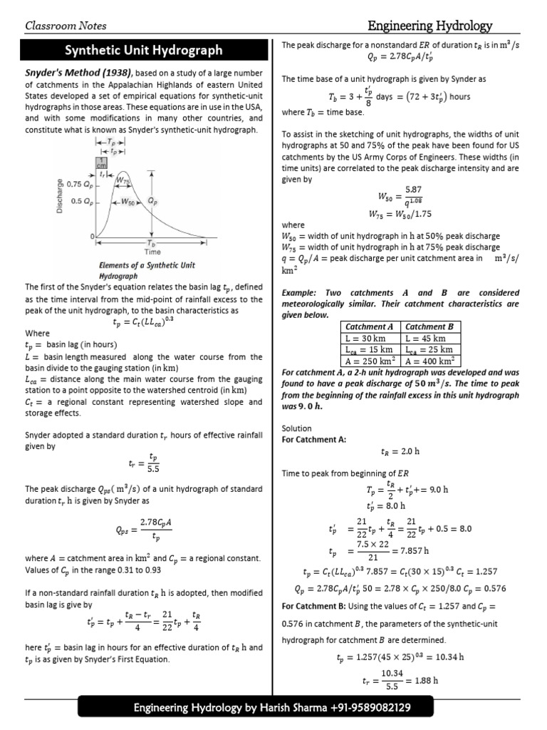 Synthetic Unit Hydrograph Methods | PDF | Discharge (Hydrology ...