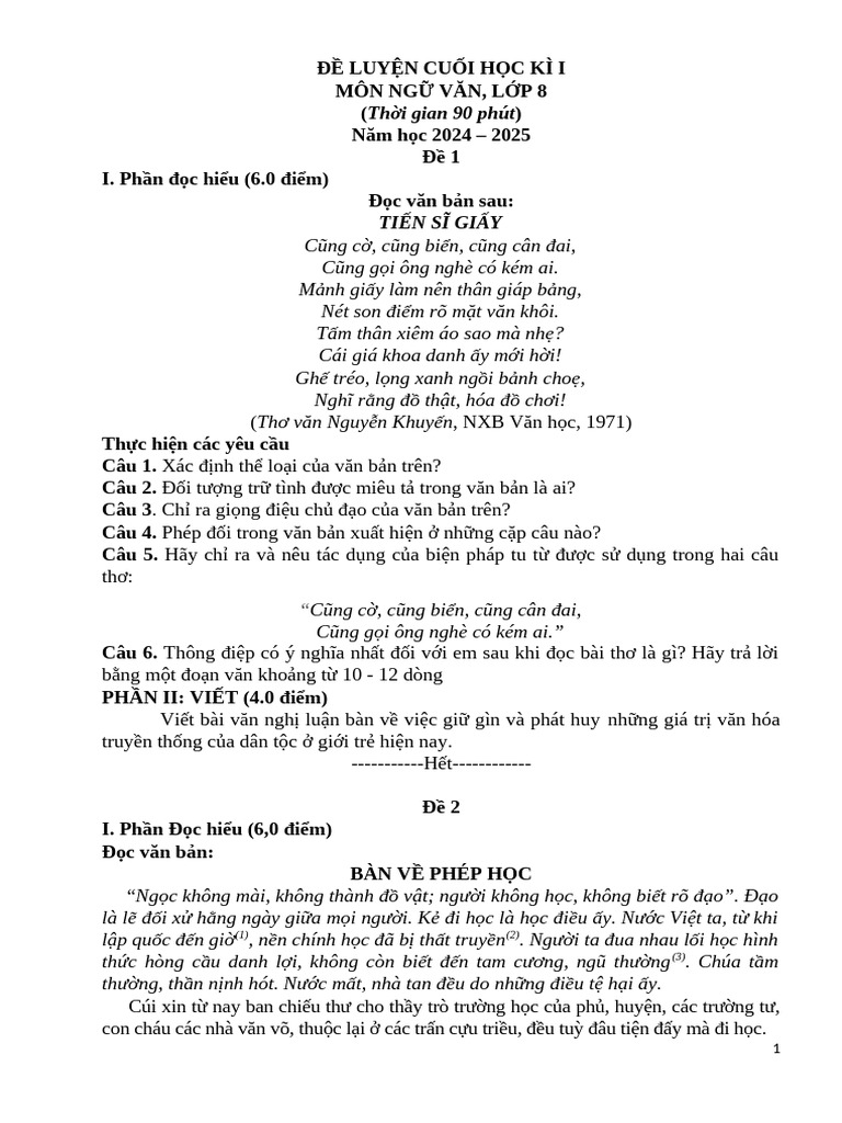 Đề CK1.V8 - HS.2425 | PDF