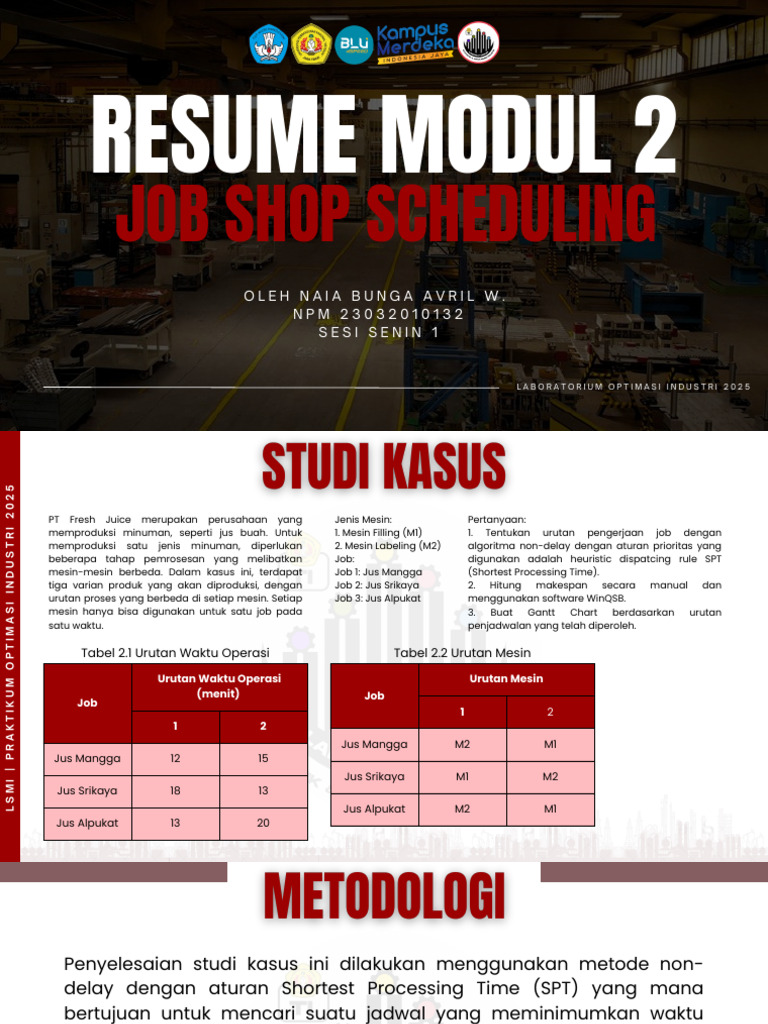Penjadwalan Job Shop Menggunakan SPT | PDF