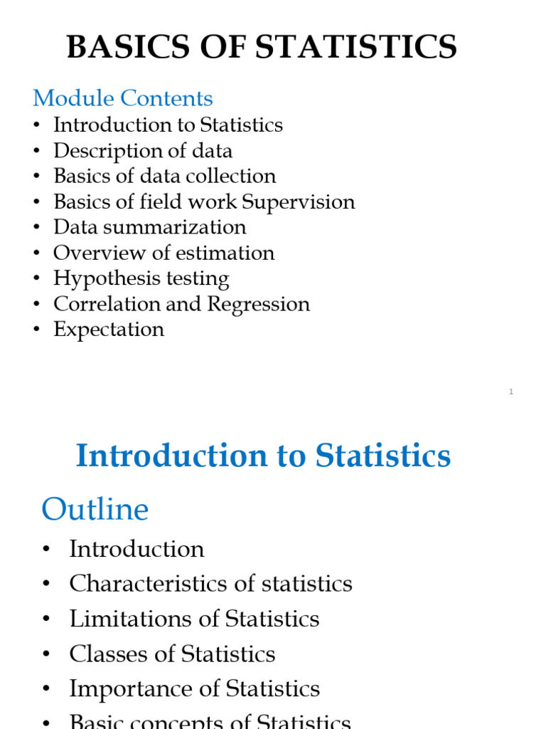 Basics To Statistics Notes | PDF | Level Of Measurement | Statistics