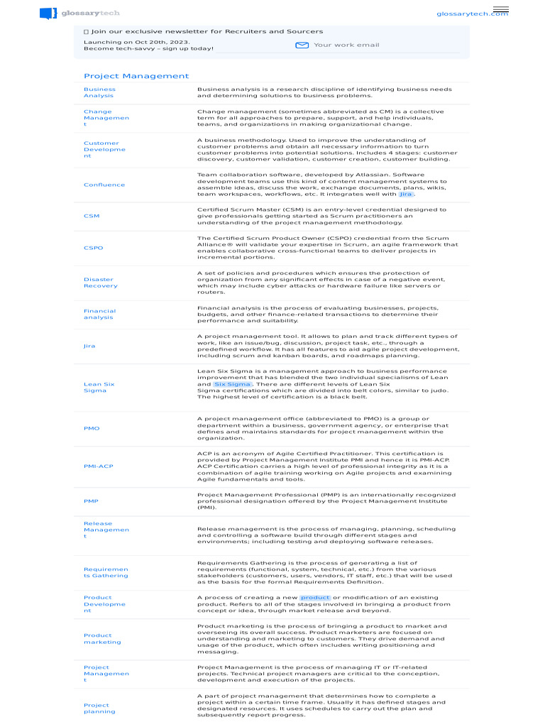 GlossaryTech - Project Management | PDF | Software Development Process | Agile Software Development