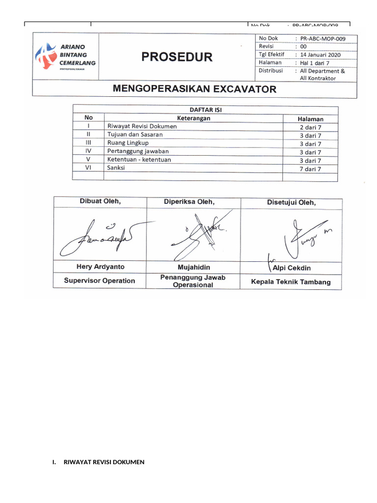 Prosedur Operasional Excavator Breaker | PDF