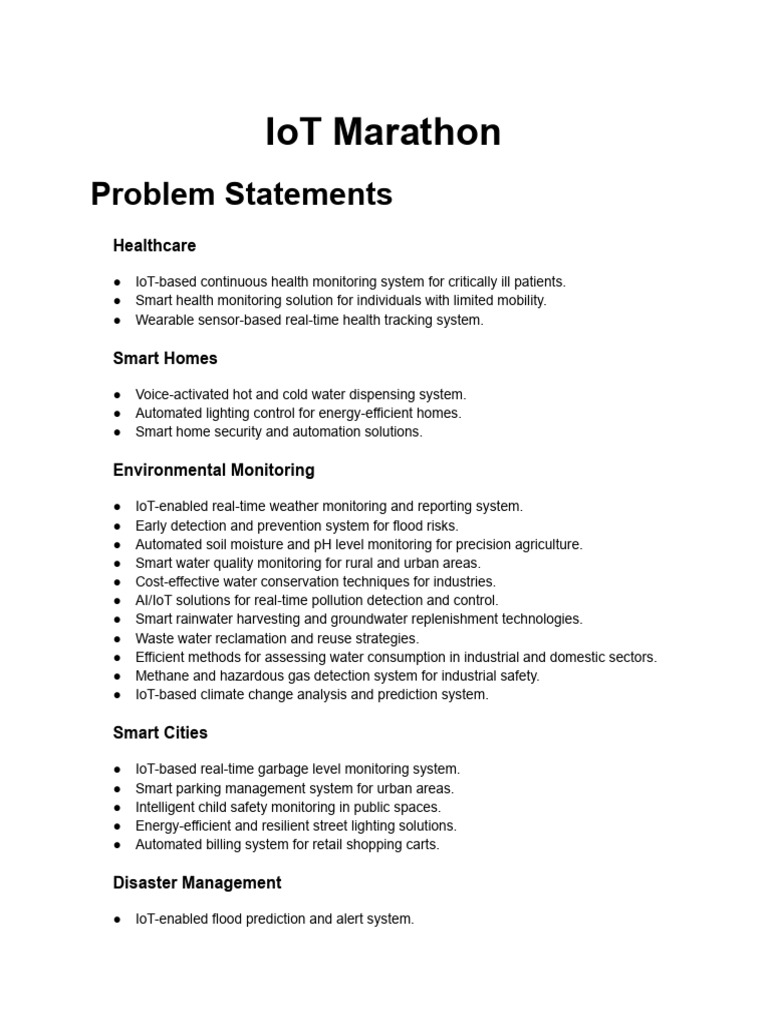 Problem Statements For IoT Marathon 2025 | PDF | Artificial ...