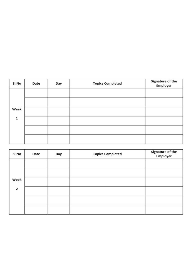 Internship Work Done Statement Template | PDF