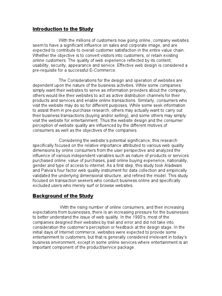 Introduction To The Study | PDF | Factor Analysis | Websites