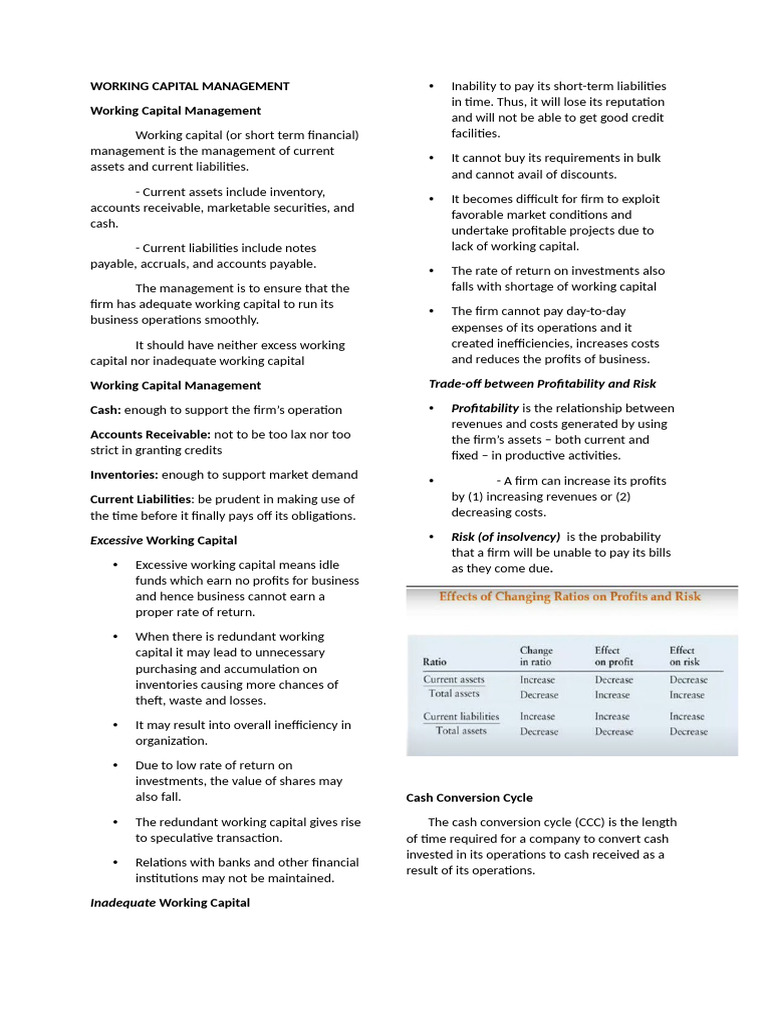 Working Capital Management Pdf Cheque Working Capital