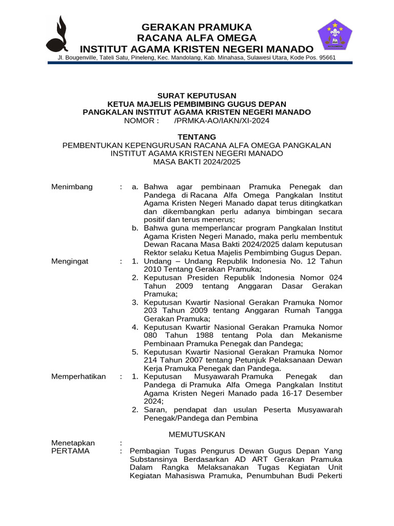 Permohonan SK Nomor Gudep Iakn | PDF