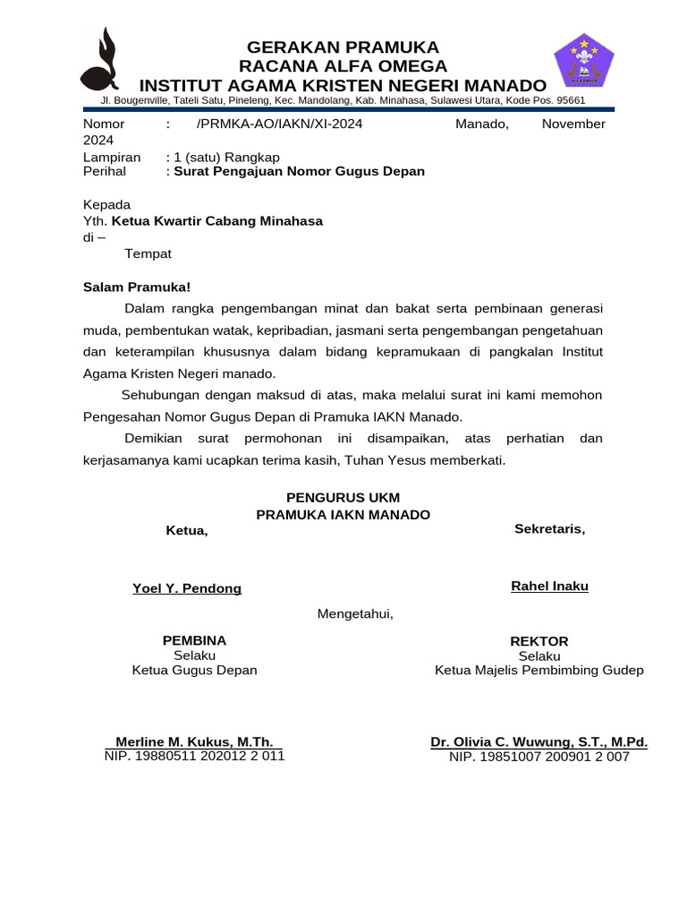 Permohonan SK Nomor Gudep Iakn | PDF