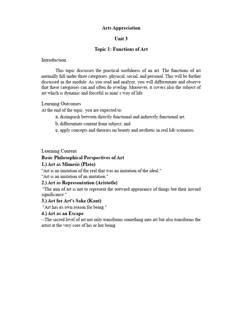 Arts Appreciation Unit 3 | PDF | Frédéric Chopin | Pyotr Ilyich Tchaikovsky