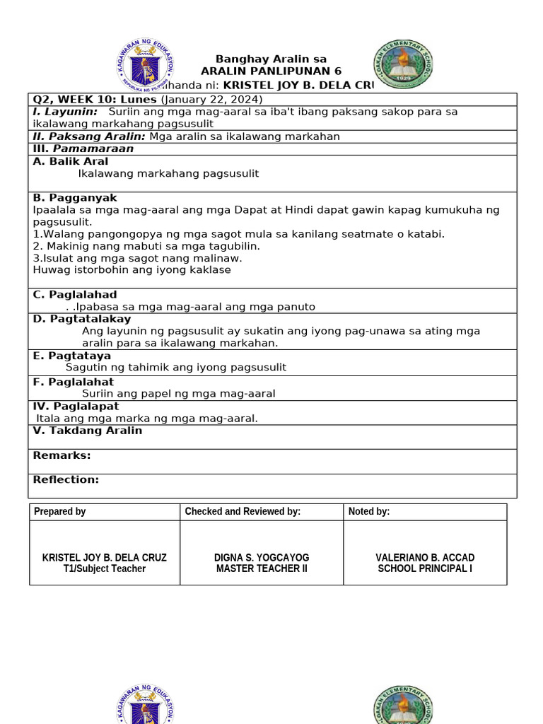 WEEK 10 2ND Quarter DLP AP | PDF