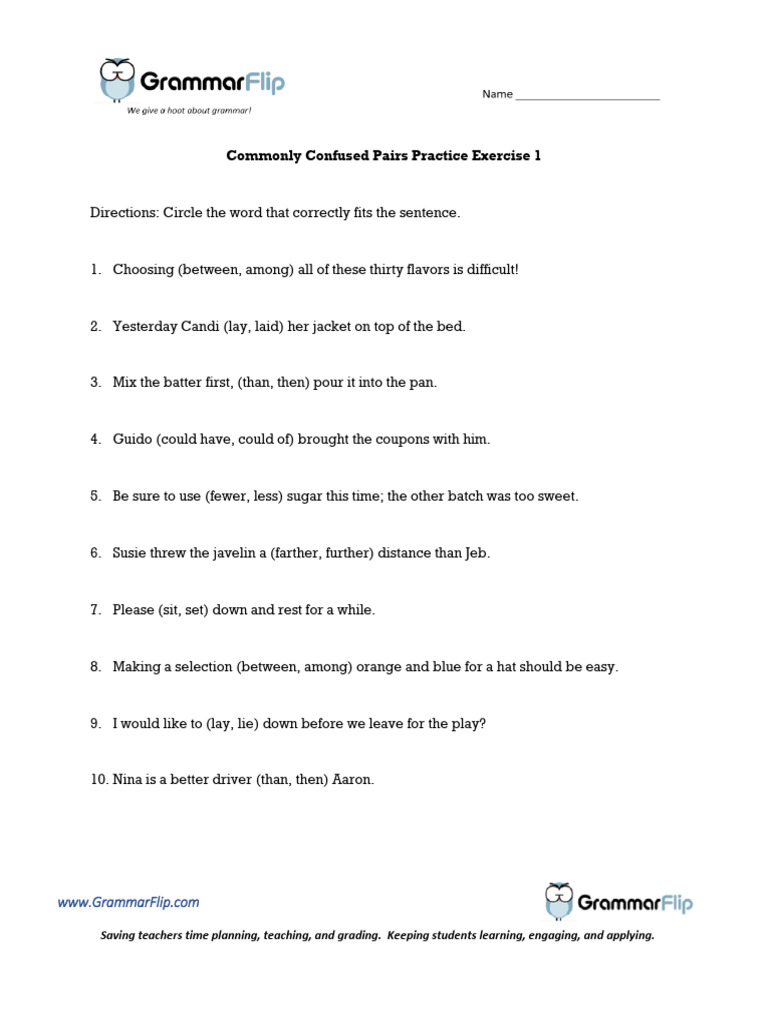 Commonly Confused Words Exercise | PDF