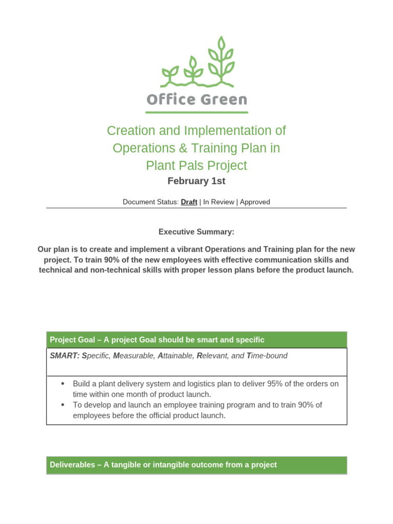 Plant Pals Operations & Training Plan | PDF | New Product Development ...
