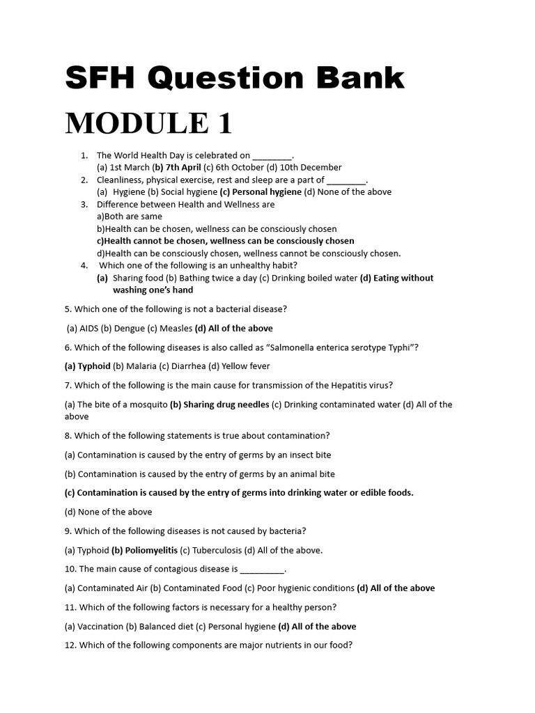 SFH Question Bank - Docx - 3 | PDF | Foods