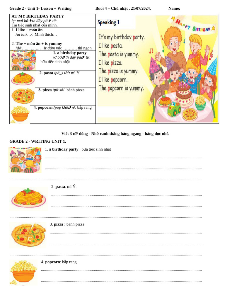 Grade 2 - Unit 1 - Lesson + Writing | PDF