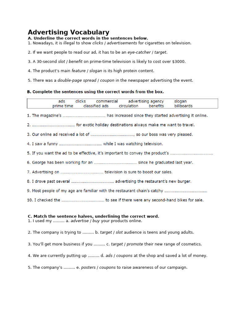 Advertising Vocabulary | PDF