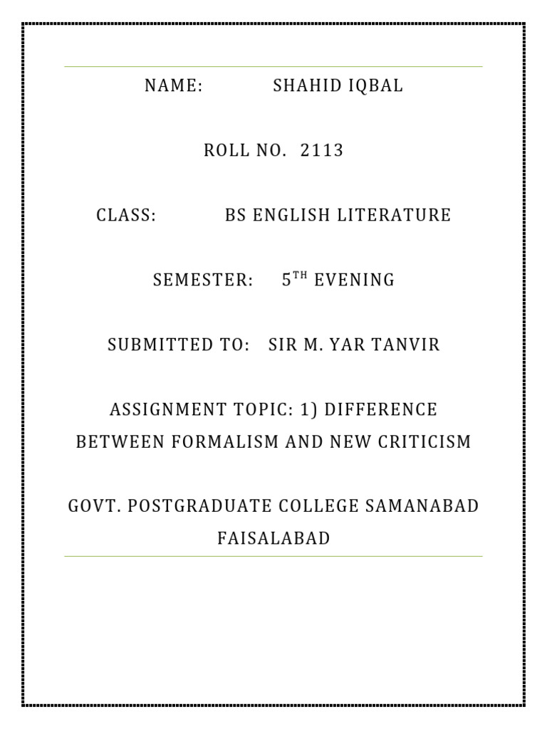 Formalism vs. New Criticism Explained | PDF | Literary Theory | Writing
