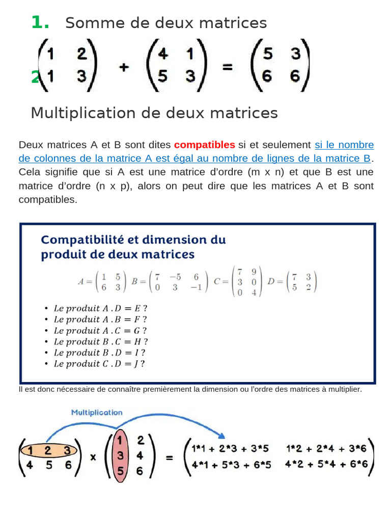 Multiplication de Matrices Compatibles | PDF