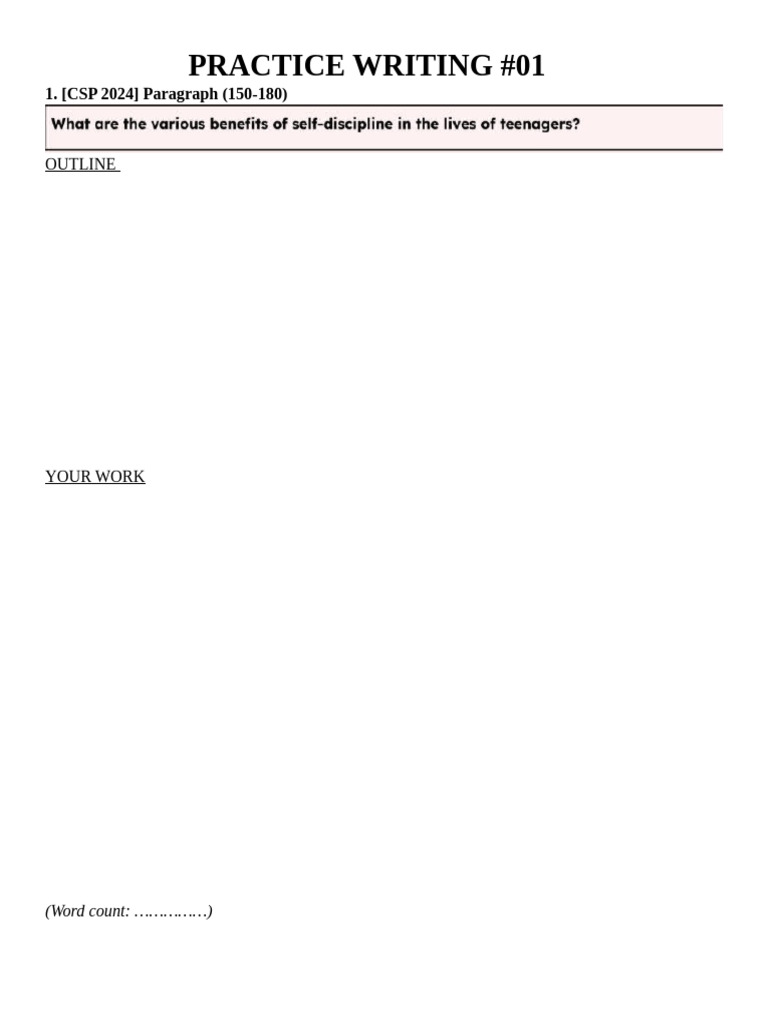 Writing Practice Guide for CSP 2024 | PDF