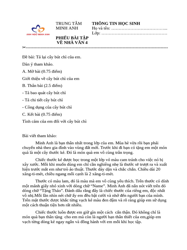 BTVN Văn 4 20.12.2024 | PDF