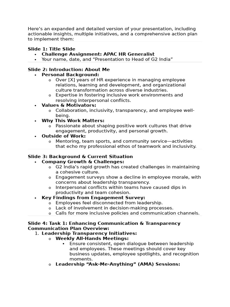 APAC HR Generalist Action Plan | PDF | Team Building | Employee Retention