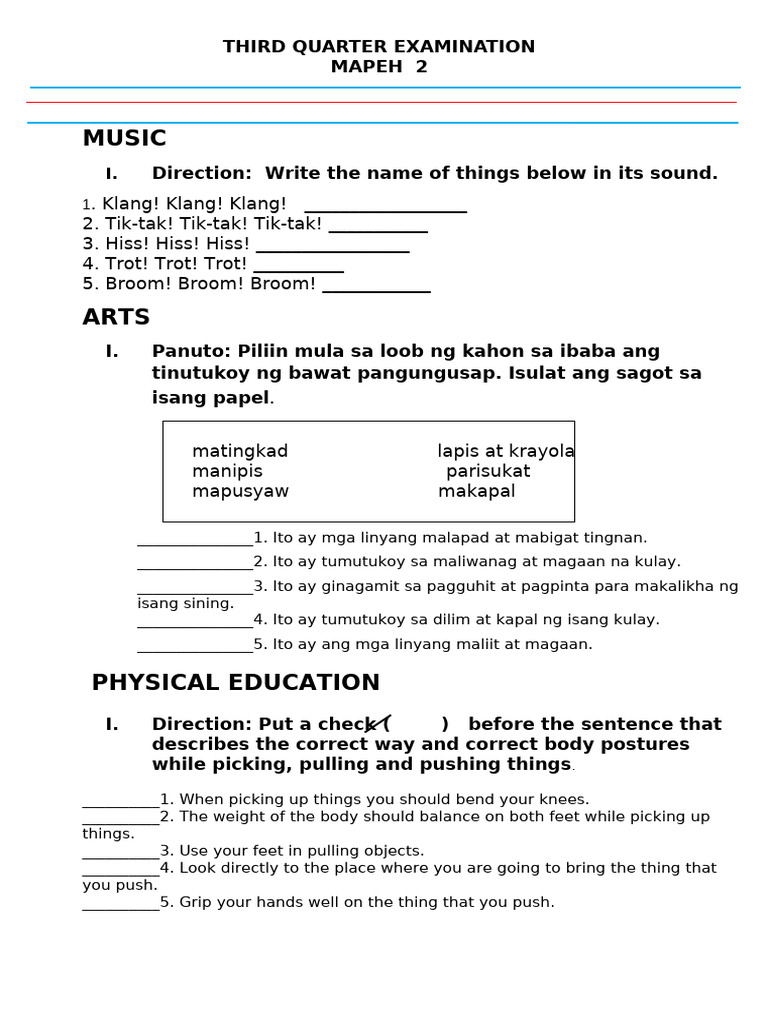 MAPEH 2 (QUARTER 3) | PDF