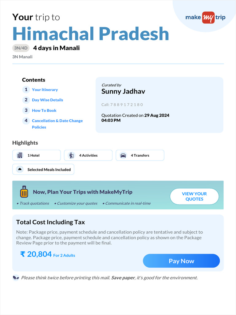 4 days in Manali (3) new | PDF | Taxes | Hotel