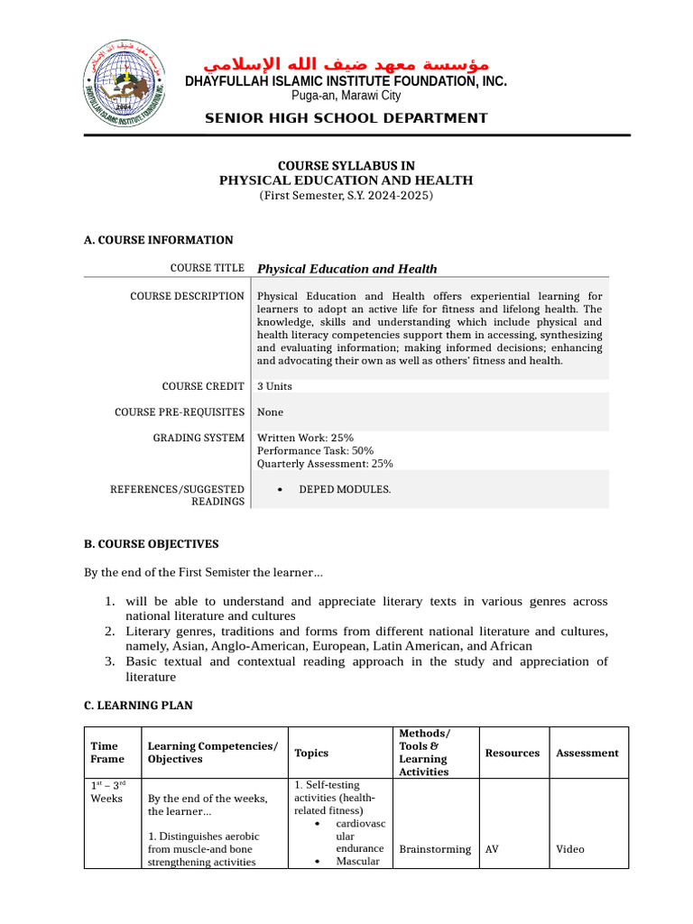 Physical Education & Health Syllabus 2024 | PDF | Learning | Physical ...