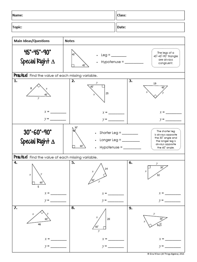 Special Right Triangle Practice | PDF | Classical Geometry | Geometry