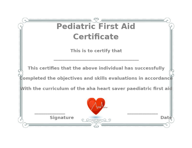 Pediatric First AID Certificate | PDF